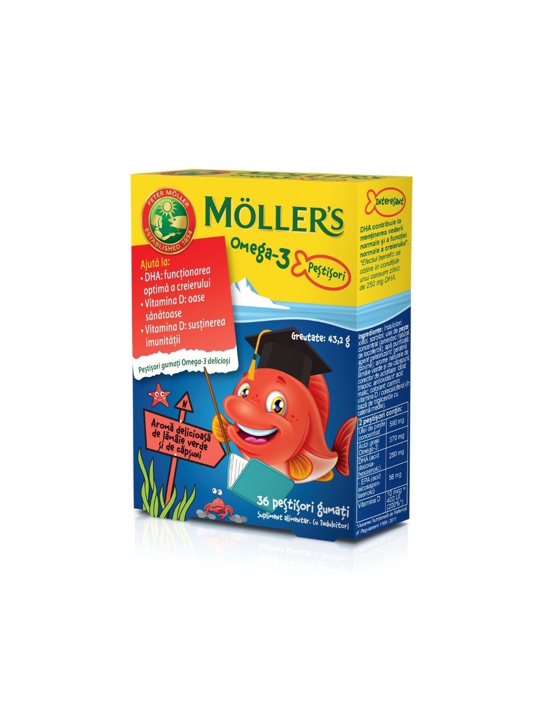 Mollers Omega-3 Jelly Fish s okusom jagode 36 komada, dodatak prehrani