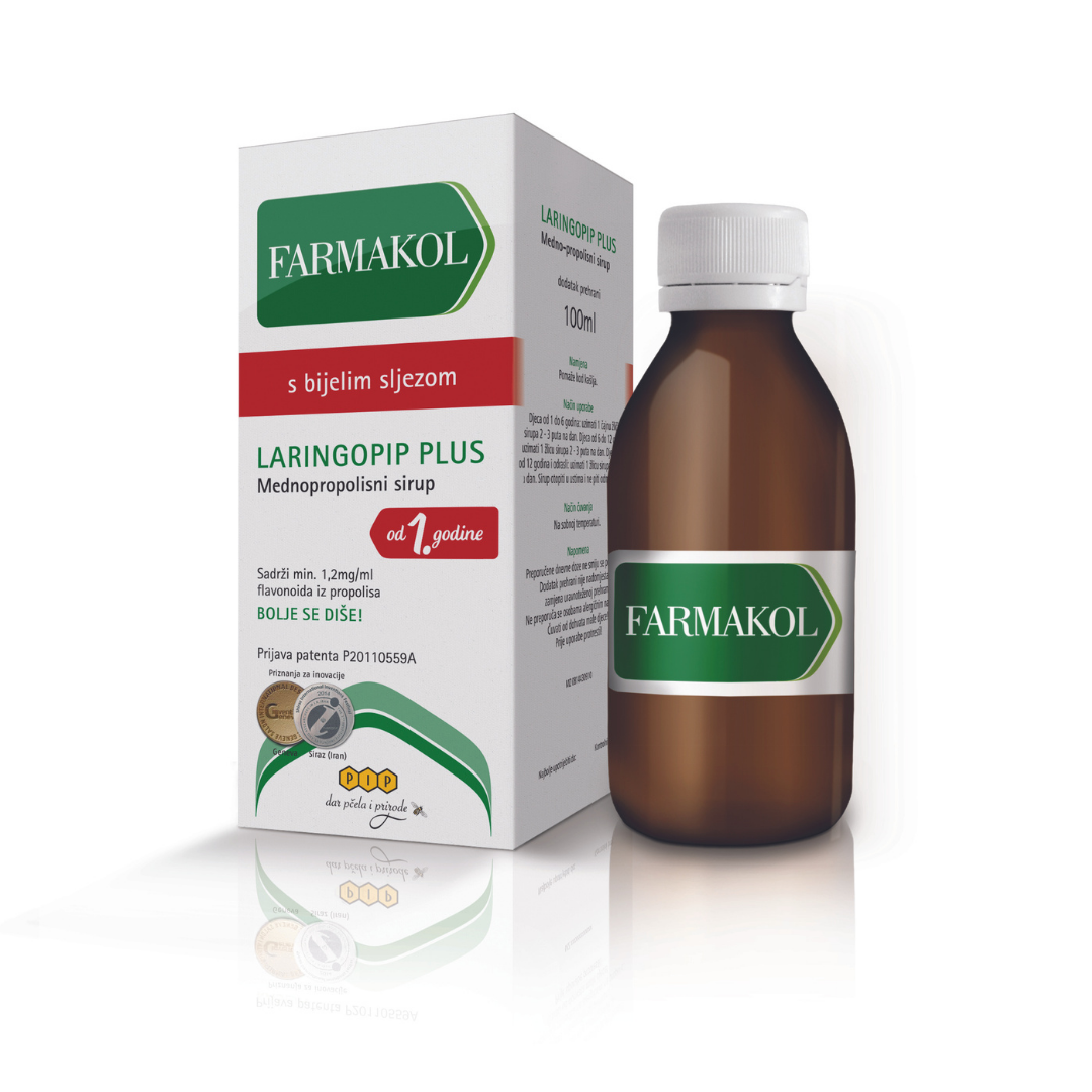 PIP Farmakol Laringopip plus - mednopropolisni sirup 120 ml – Apoteka.hr