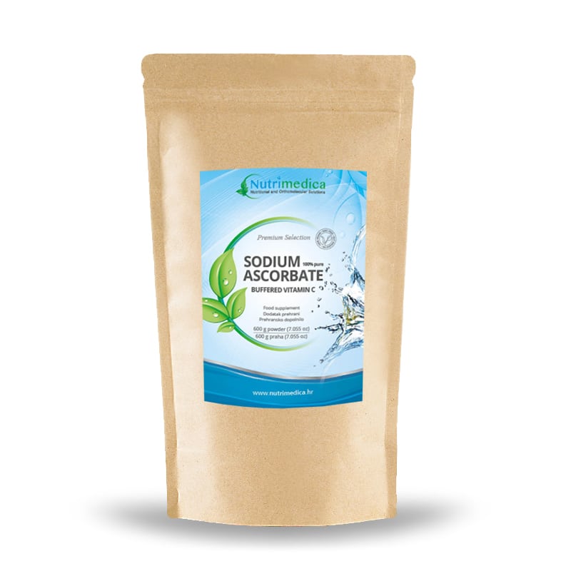Nutrimedica Natrijev askorbat prah 600 g, dodatak prehrani
